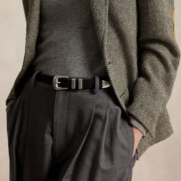 Ralph Lauren Distressed Leather Belt - Black
