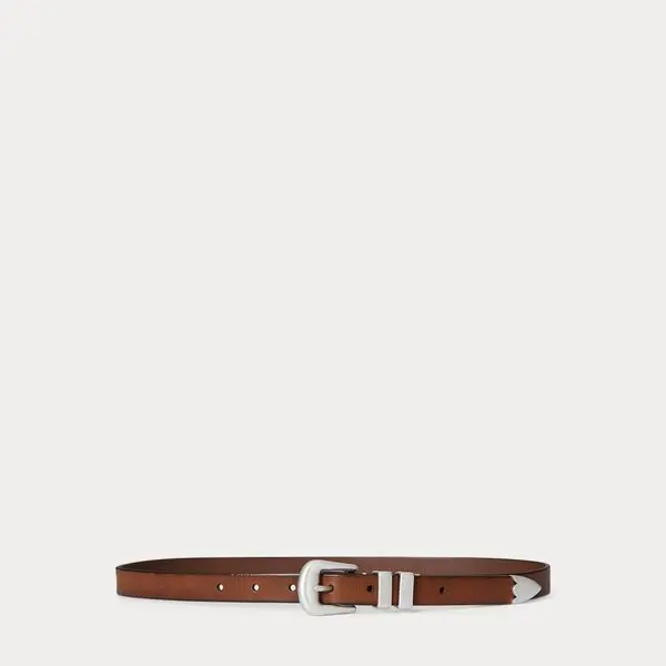 Ralph Lauren Western Distressed Leather Belt - Brown