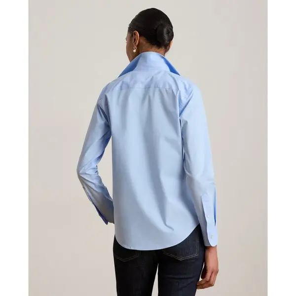 Ralph Lauren Classic Fit Easy Care Cotton Shirt With Embroidered Logo - Blue
