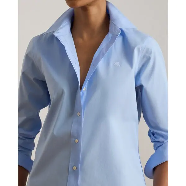 Ralph Lauren Classic Fit Easy Care Cotton Shirt With Embroidered Logo - Blue