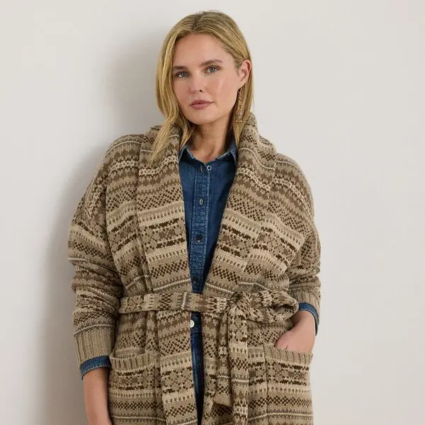Ralph Lauren Fair Isle Belted Wool-blend Cardigan - Adirondack Heather Multi