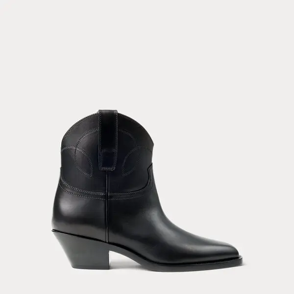 Ralph Lauren Jayme 45 Mm Burnished Calfskin Bootie - Black