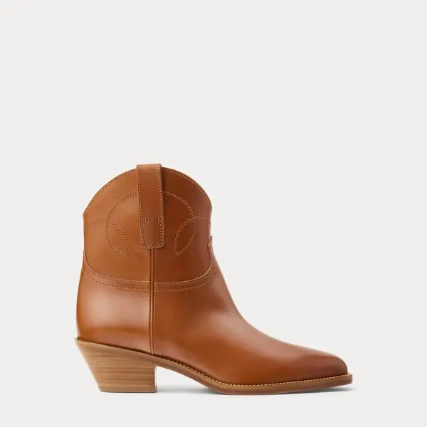 Ralph Lauren Jayme 45 Mm Burnished Calfskin Bootie - Rl Gold