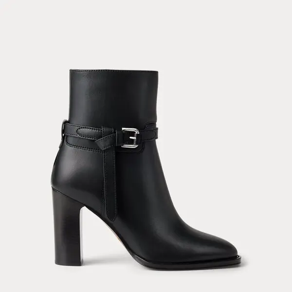 Ralph Lauren Donnely 90 Mm Calfskin Bootie - Black