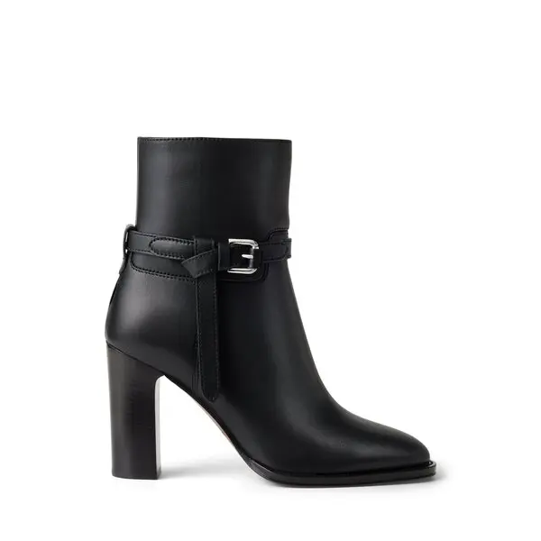 Ralph Lauren Donnely 90 Mm Calfskin Bootie - Black