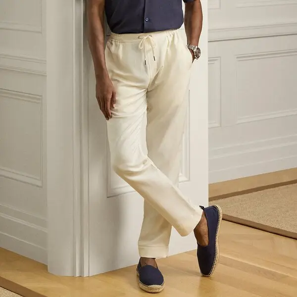 Ralph Lauren Silk-linen Pleated Trousers - Classic Cream
