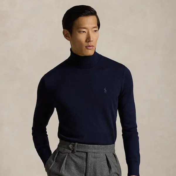 Ralph Lauren Washable Wool Turtleneck Sweater - Hunter Navy