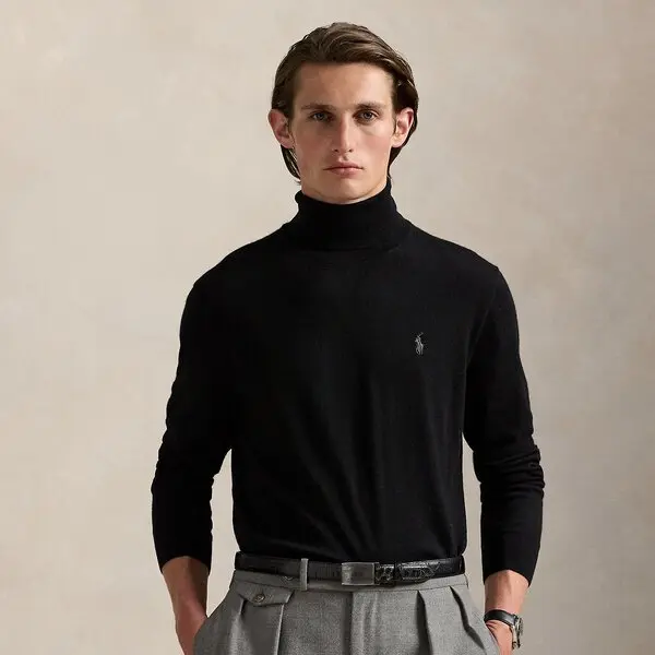 Ralph Lauren Washable Wool Turtleneck Sweater - Polo Black