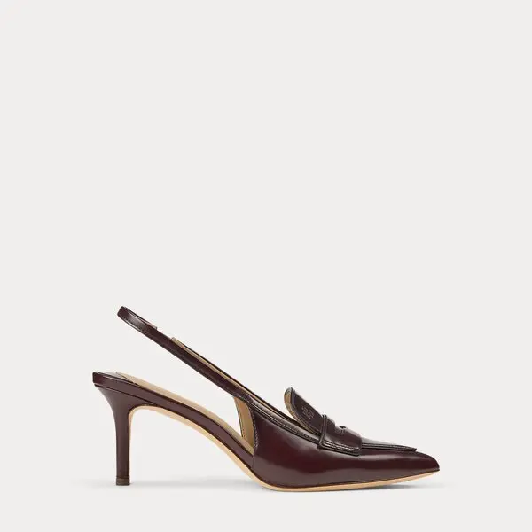 Ralph Lauren Khloe Leather Slingback Loafer Pump - Dark Garnet