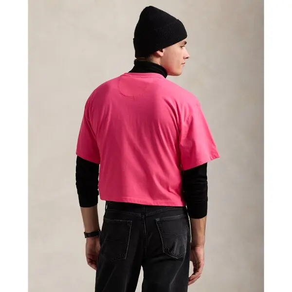Ralph Lauren Pink Pony Cotton Jersey Cropped Tee