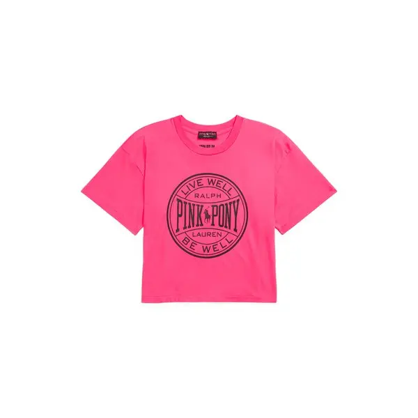 Ralph Lauren Pink Pony Cotton Jersey Cropped Tee