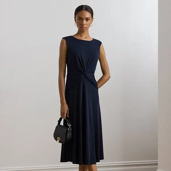 Ralph Lauren Twist-front Jersey Dress - Lighthouse Navy