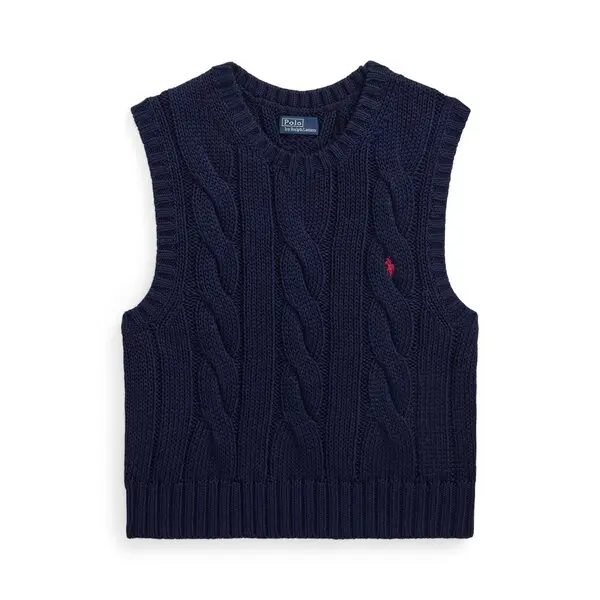 Ralph Lauren Cable-knit Cotton Cropped Vest - Hunter Navy