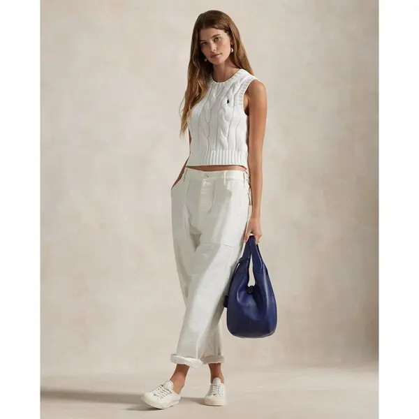 Ralph Lauren Cable-knit Cotton Cropped Vest