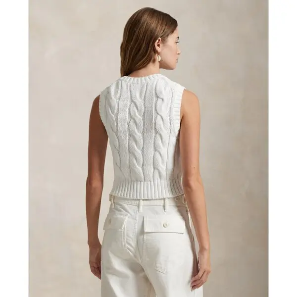 Ralph Lauren Cable-knit Cotton Cropped Vest