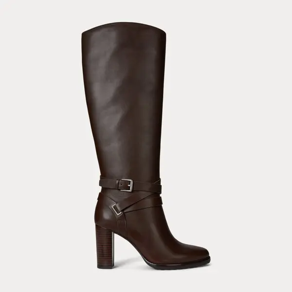 Ralph Lauren Collins Calfskin Tall Boot - Dark Hickory