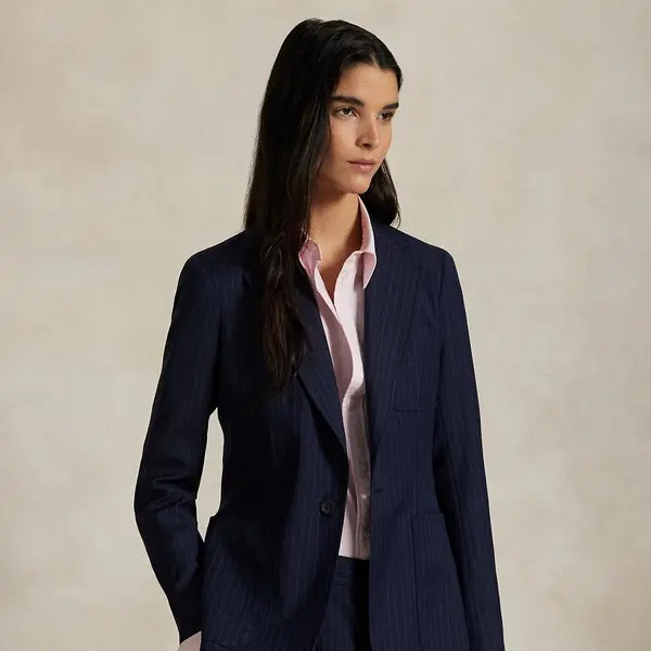 Ralph Lauren Single-breasted Pinstripe Blazer - Small Navy Pinstripe