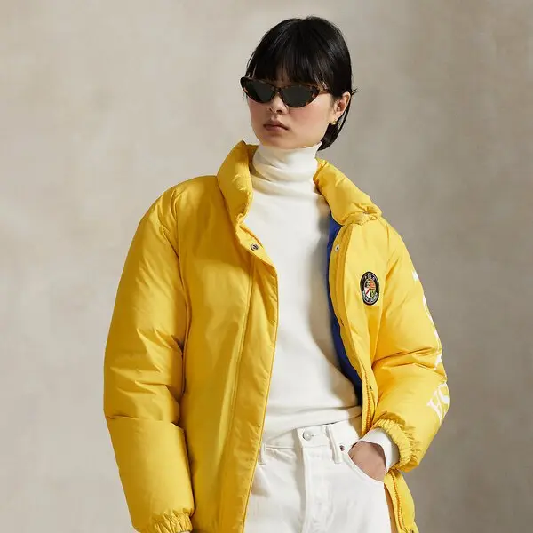 Ralph Lauren Logo Down Puffer Jacket - Athletic Gold