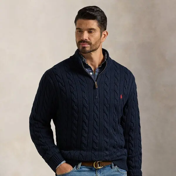 Ralph Lauren Cable-knit Quarter-zip Sweater - Hunter Navy