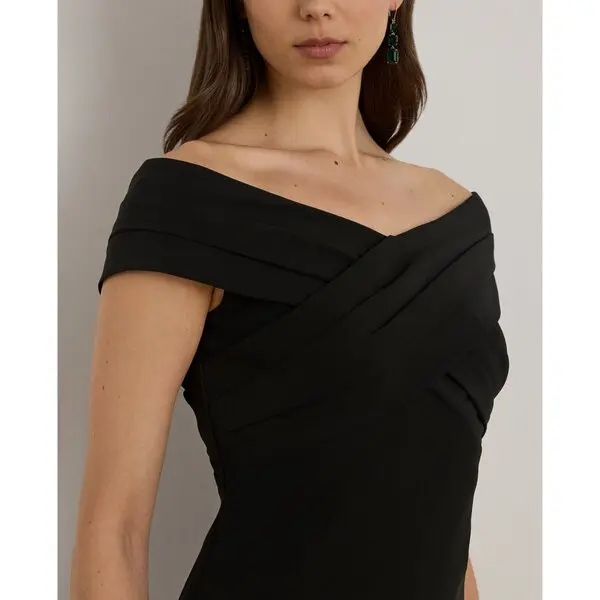 Ralph Lauren Crepe Off-the-shoulder Cocktail Dress - Black