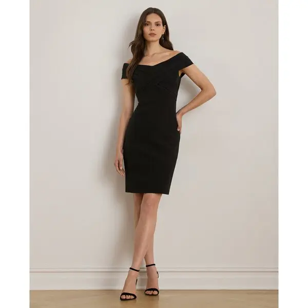 Ralph Lauren Crepe Off-the-shoulder Cocktail Dress - Black