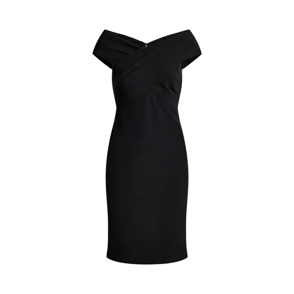 Ralph Lauren Crepe Off-the-shoulder Cocktail Dress - Black