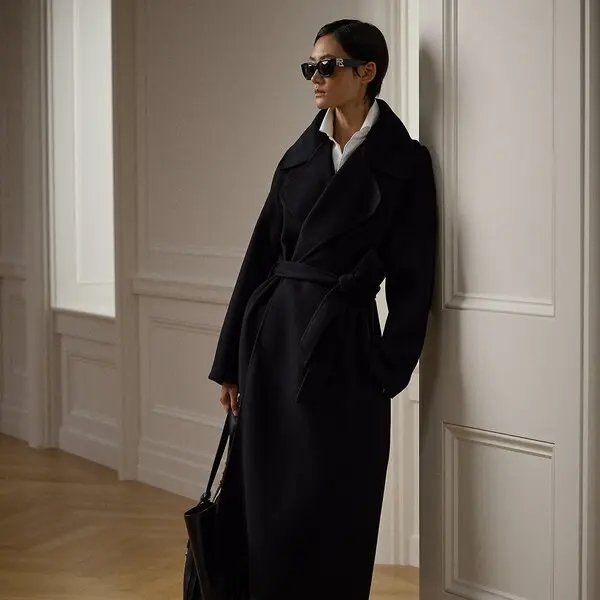 Ralph Lauren Leonarda Cashmere Wrap Coat - Black