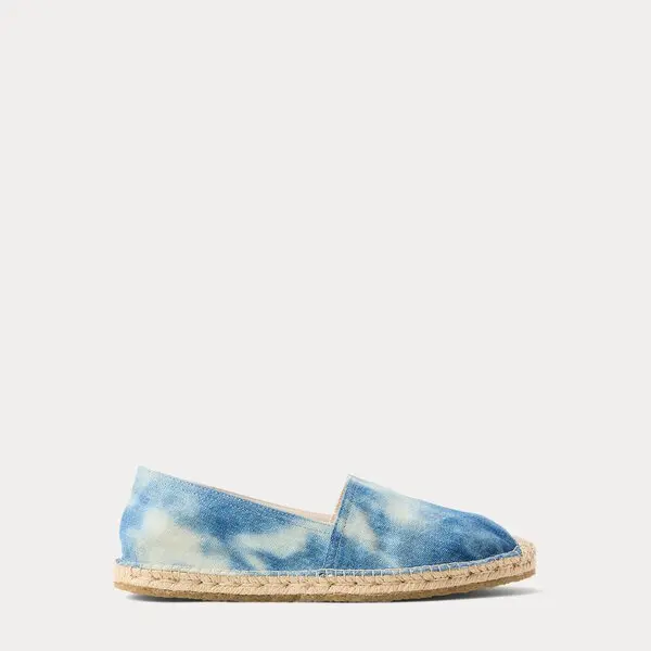 Ralph Lauren Indigo Denim Espadrille - Tie Dye Blue/cream