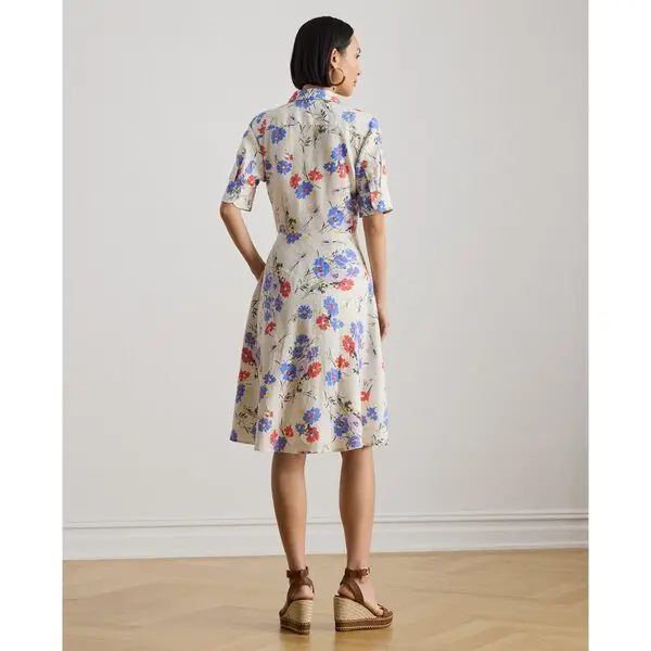 Ralph Lauren Floral Linen Shirt Dress - Cream Multi