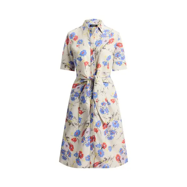 Ralph Lauren Floral Linen Shirt Dress - Cream Multi