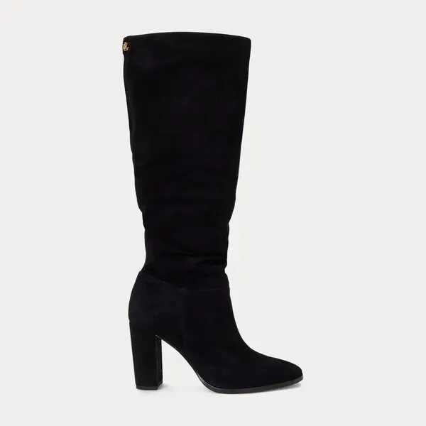 Ralph Lauren Artizan Suede Tall Boot - Black