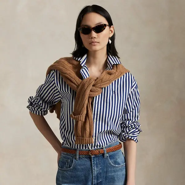 Ralph Lauren Relaxed Fit Striped Cotton Shirt - Fall Royal/white