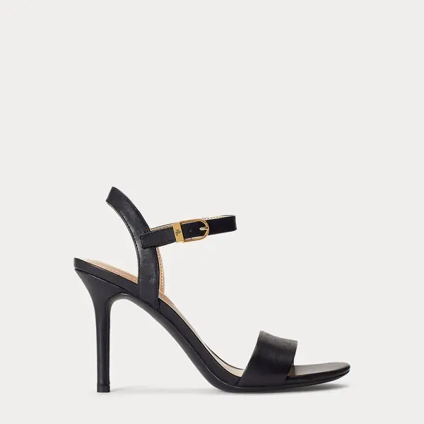 Ralph Lauren Gwen Burnished Leather Sandal - Black