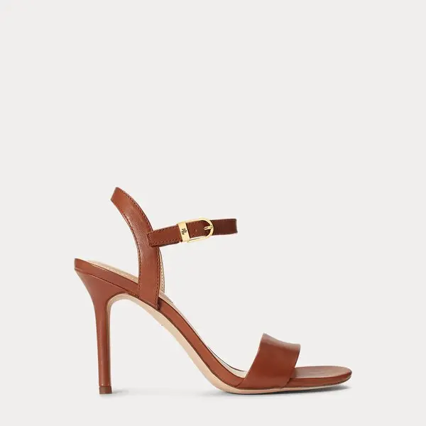 Ralph Lauren Gwen Burnished Leather Sandal - Deep Saddle Tan