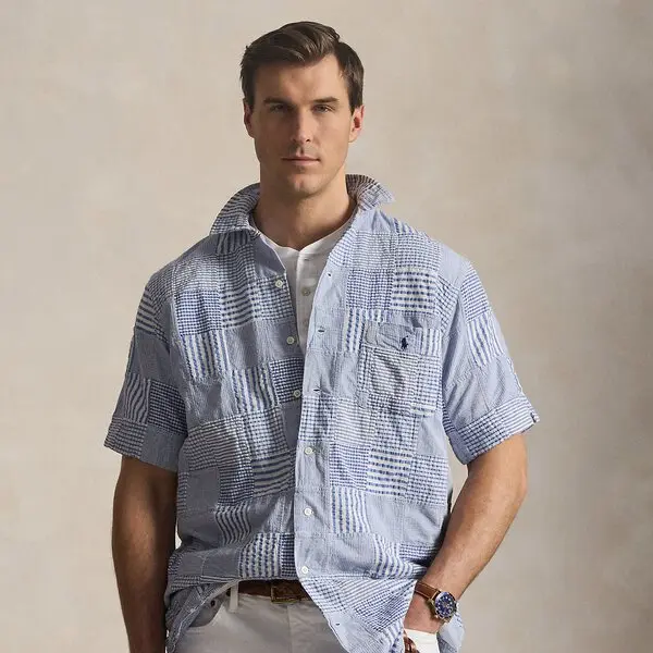 Ralph Lauren Patchwork Seersucker Camp Shirt