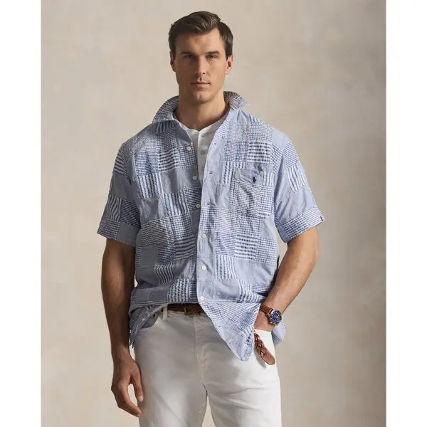 Ralph Lauren Patchwork Seersucker Camp Shirt