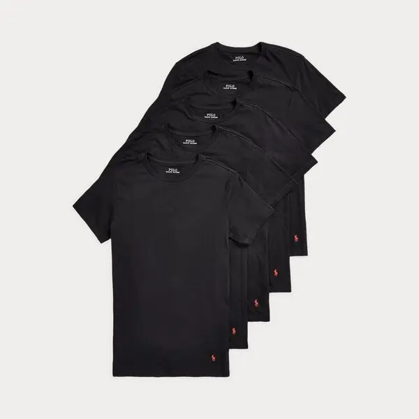 Ralph Lauren Sim Fit Wicking Crew 5-pack - Black