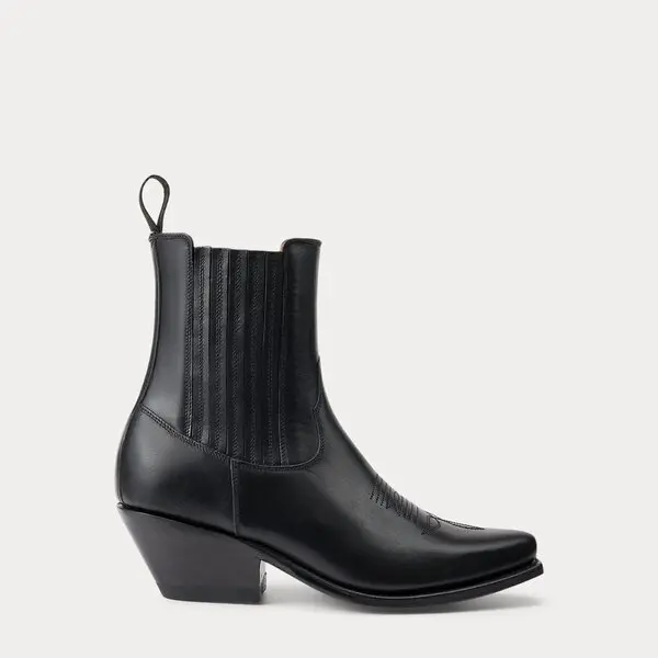 Ralph Lauren Quinn Mm Vachetta Leather Bootie - Black
