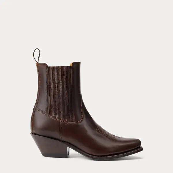 Ralph Lauren Quinn Mm Vachetta Leather Bootie - Luggage Brown
