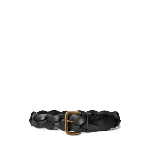Ralph Lauren Braided Vachetta Leather Belt - Black