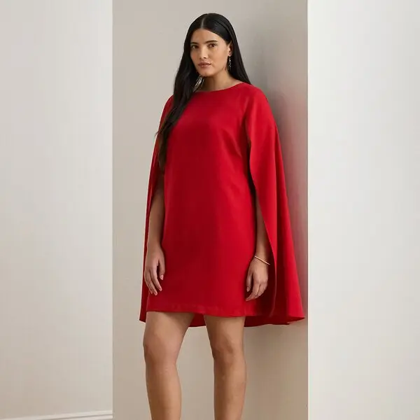 Ralph Lauren Cape Georgette Cocktail Dress - Ralph Red