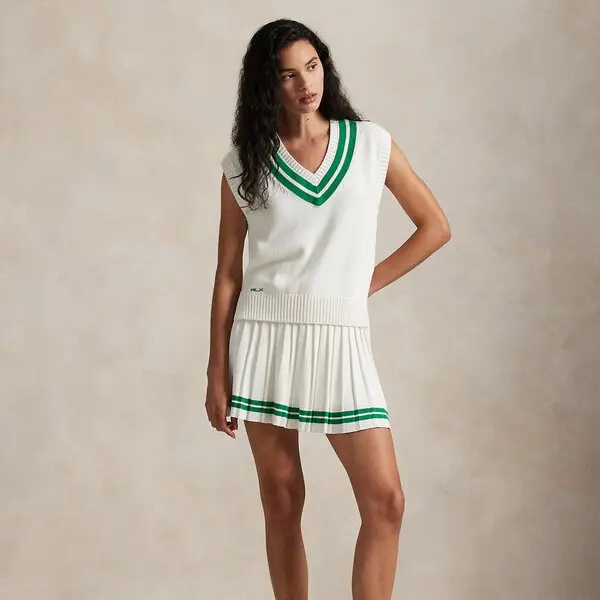Ralph Lauren Pleated Cricket Skort - White Splash/scarab Green
