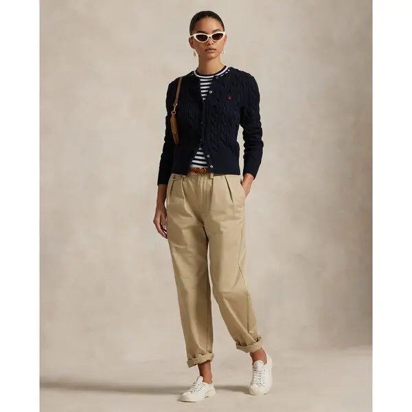 Ralph Lauren Cable-knit Cotton Crewneck Cardigan - Hunter Navy