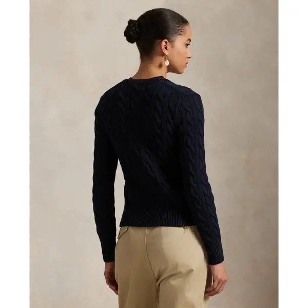 Ralph Lauren Cable-knit Cotton Crewneck Cardigan - Hunter Navy
