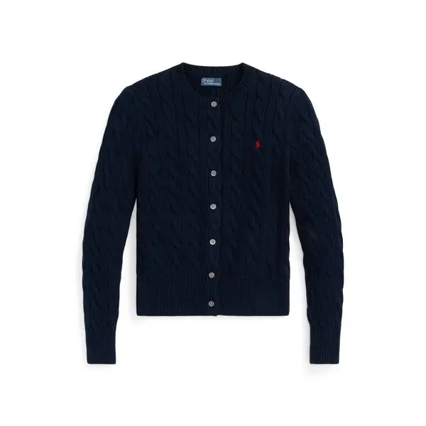 Ralph Lauren Cable-knit Cotton Crewneck Cardigan - Hunter Navy
