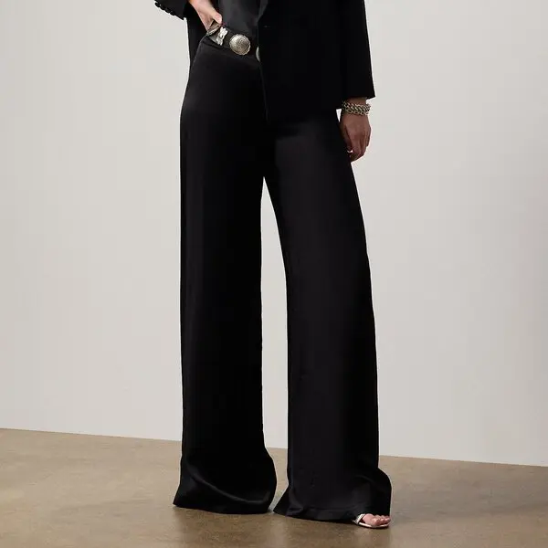 Ralph Lauren Daria Washed Satin Pant - Black