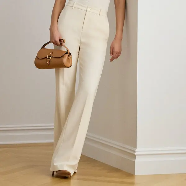 Ralph Lauren Stretch Crepe Straight Pant - Mascarpone Cream