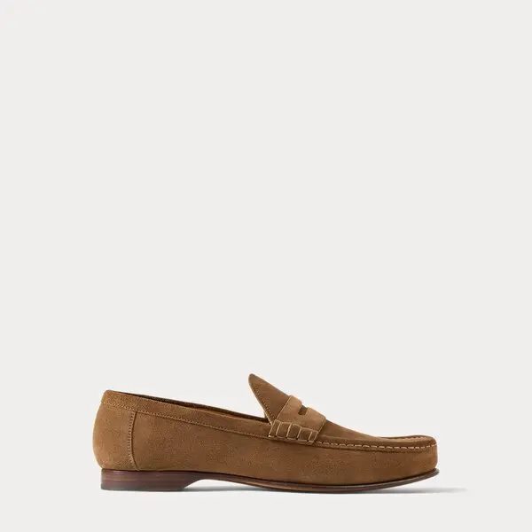 Ralph Lauren Chalmers Calf-suede Penny Loafer - Chestnut