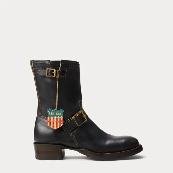 Ralph Lauren Leather Boot - Black Over Brown