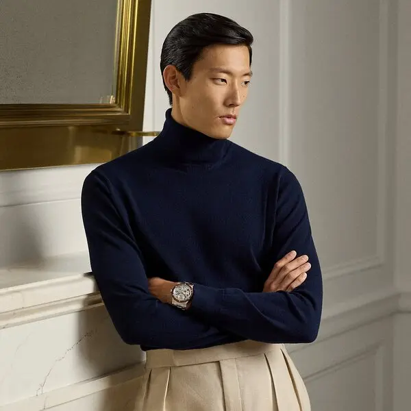 Ralph Lauren Cashmere Turtleneck Sweater - Classic Chairman Navy